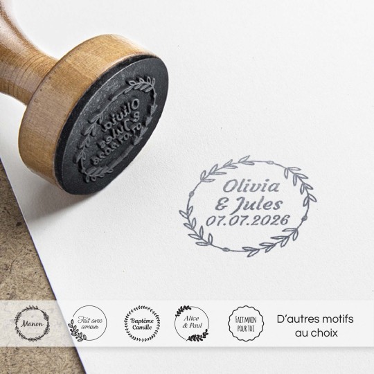 Ma Belle Étiquette - Tampon en Bois Rond Personnalisable